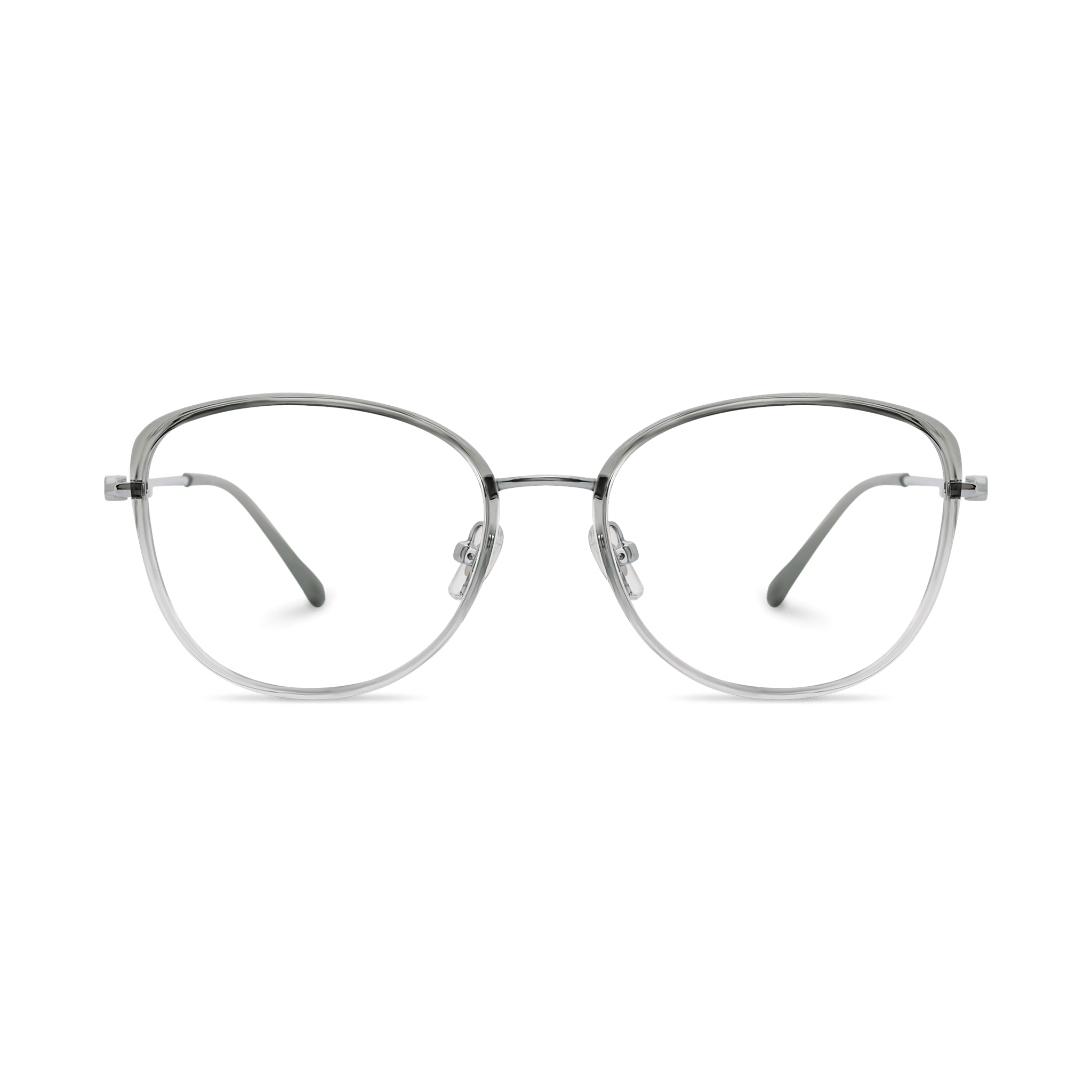 Luciana Gradient Grey Green Chrome Cat Eye Eyeglasses | EYDOLOGY – Eydology